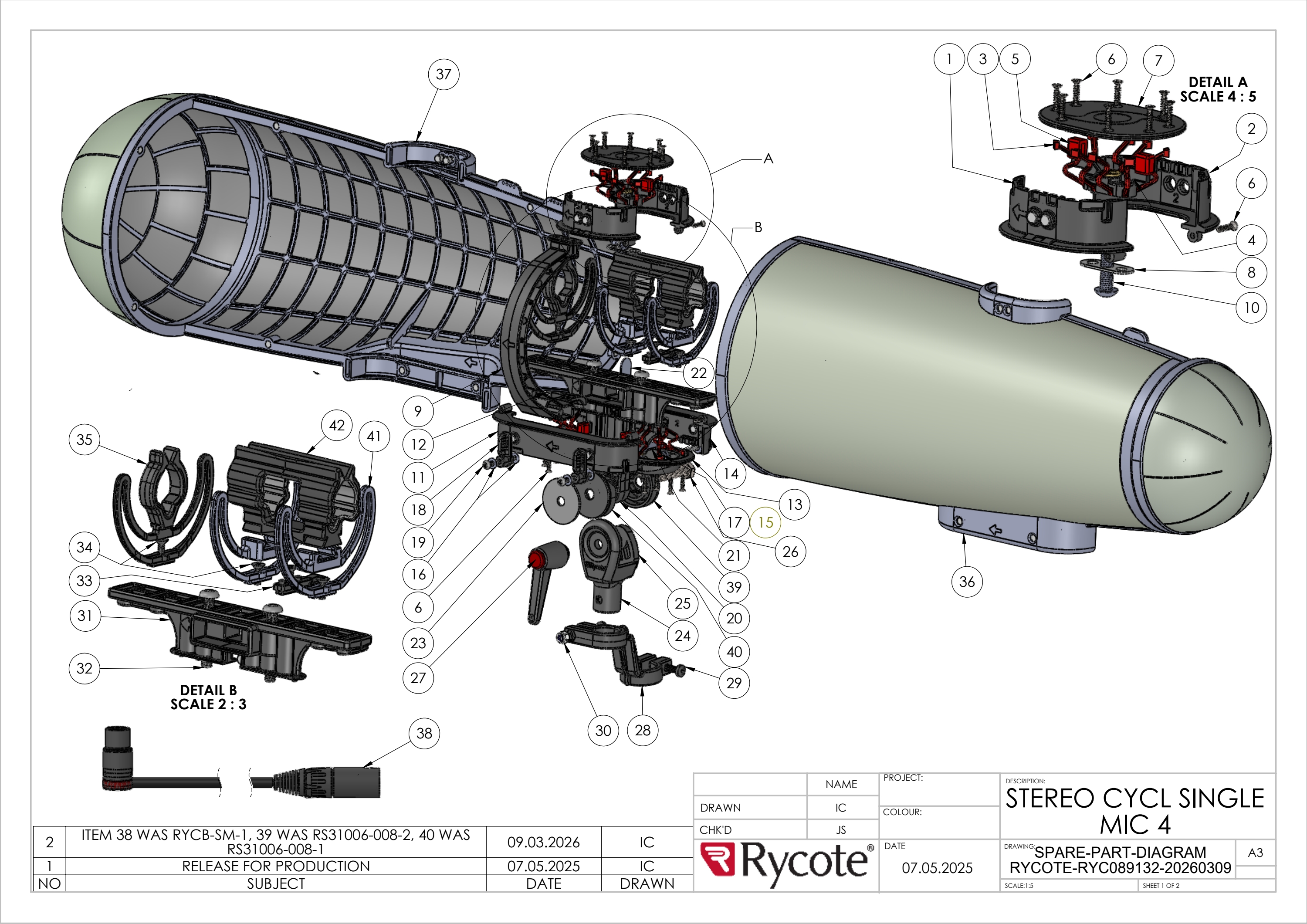 Rycote - Stereo Cyclone Single Mic 4 RYC089132 spare parts